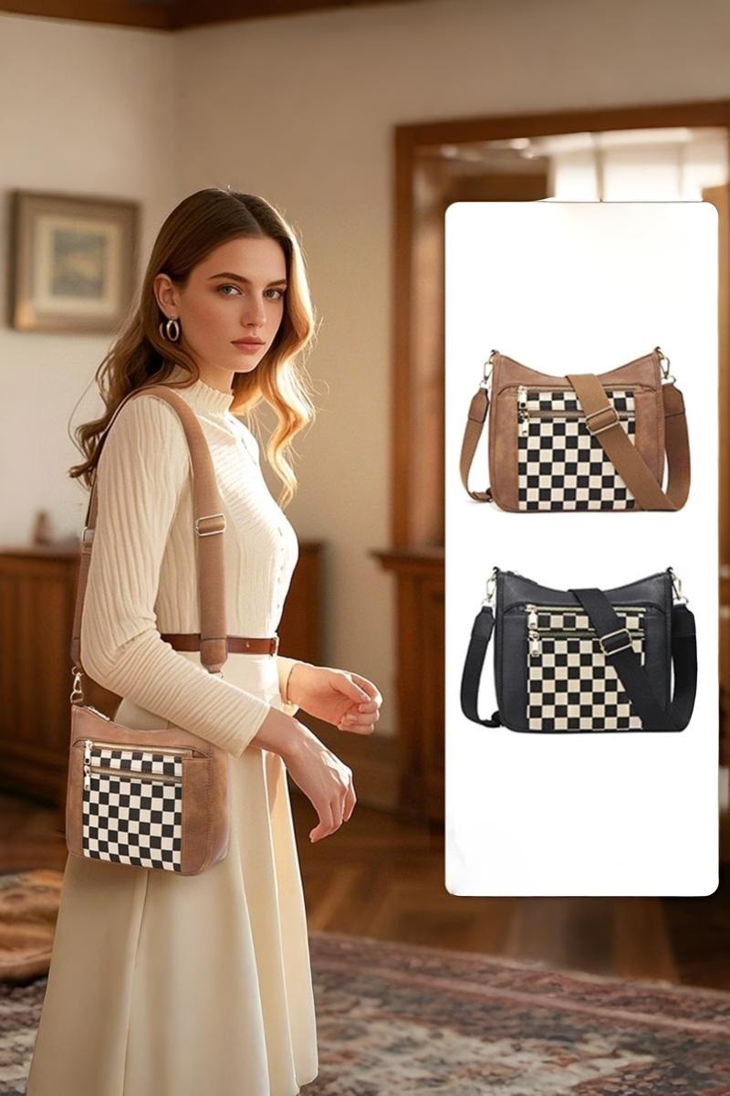 Checkered Canvas Messenger Bag – Thirty Four Oaks Clothing Co